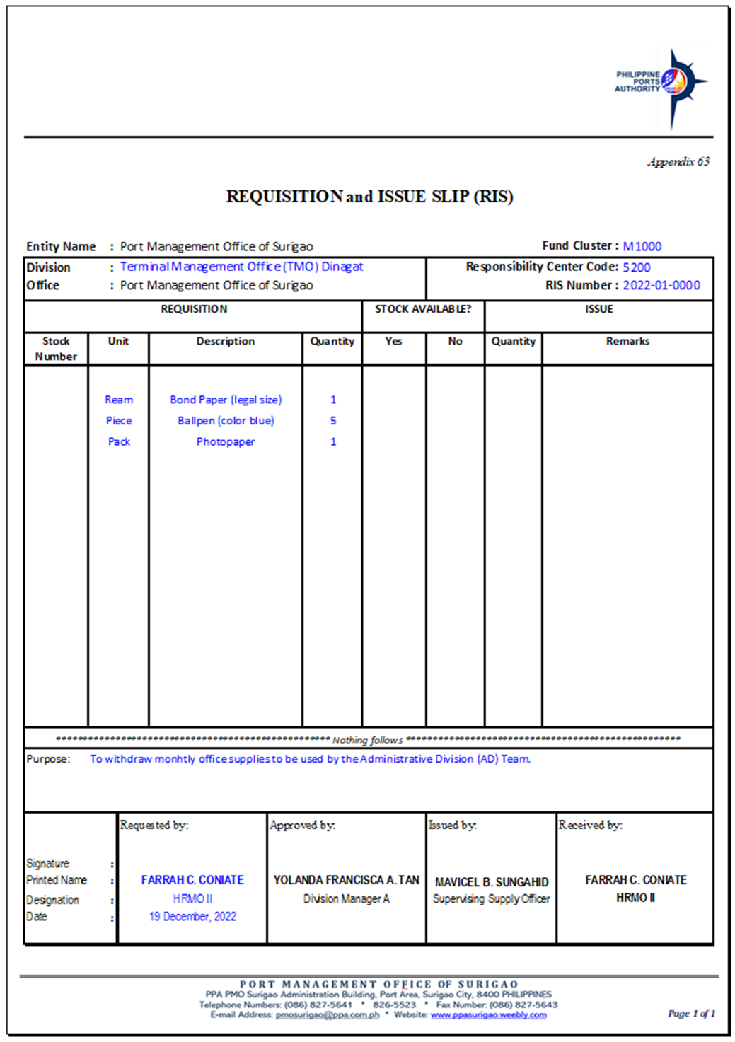 PPA PMO SURIGAO (Admin - Division)